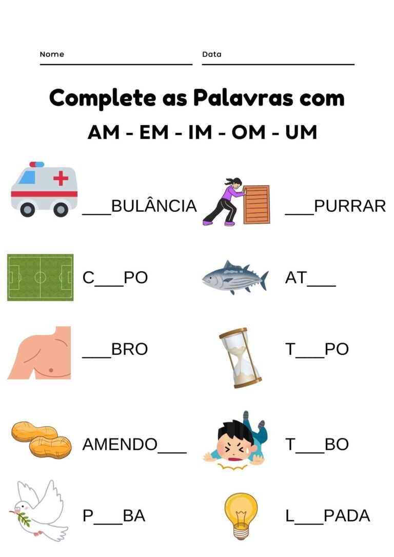 Atividades com Sílabas Complexas 1º, 2º e 3º Ano para Imprimir