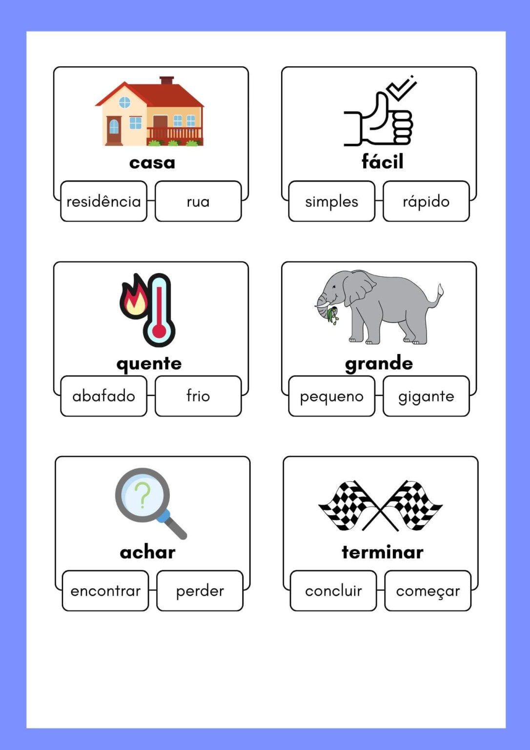 Atividades com Sinônimos e Antônimos 1º a 3º Ano p/ Imprimir