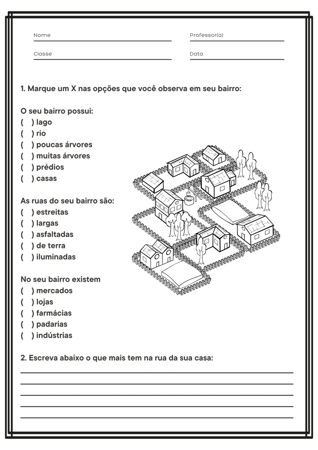 Atividades de Geografia sobre Ruas e Bairros para 2º e 3 Ano