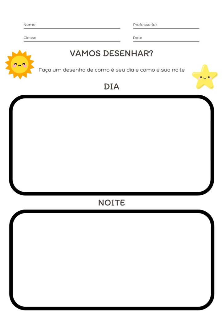 Atividade de Dia e Noite para 1º Ano para Imprimir