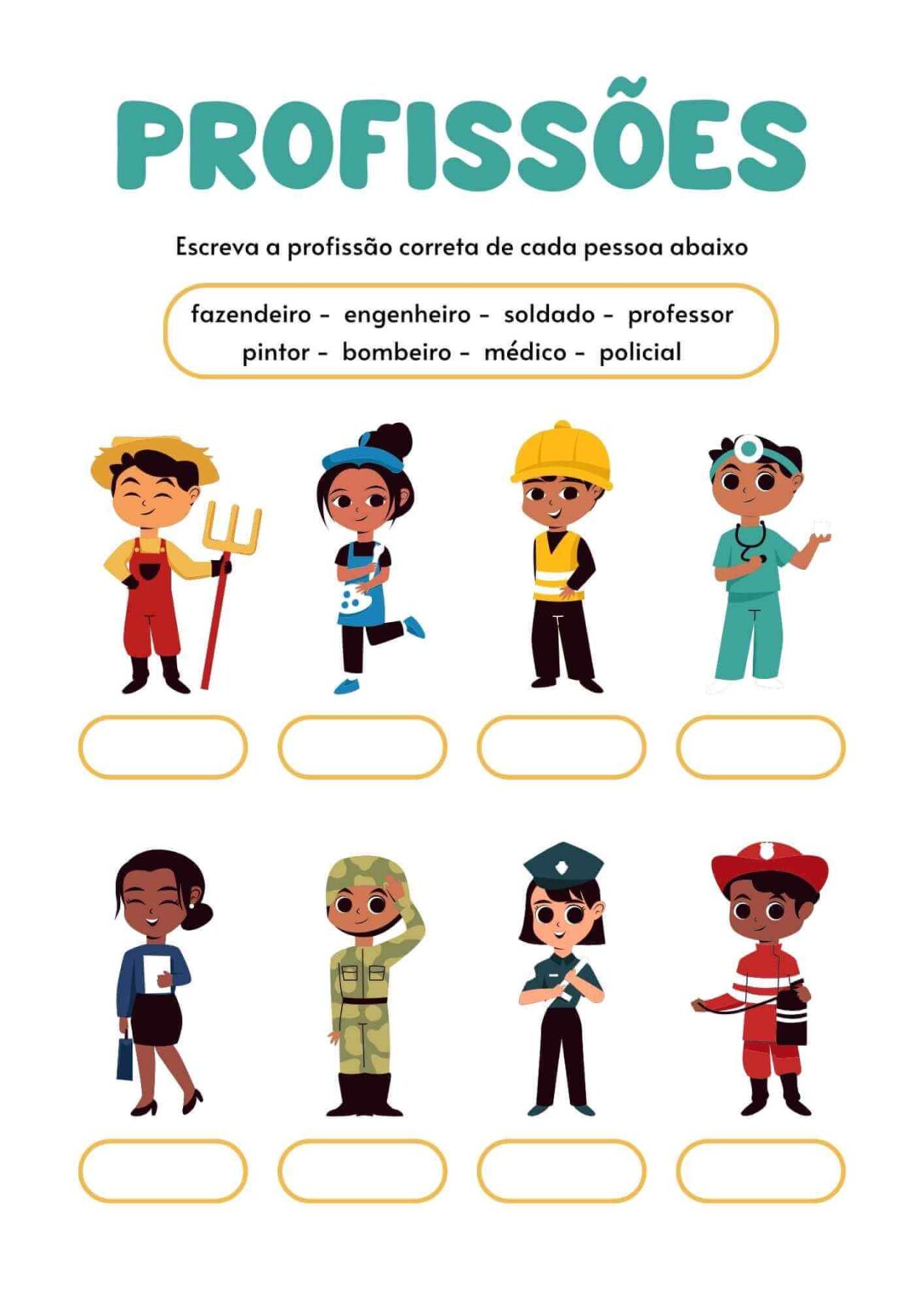 Atividades sobre Profissões para 2°, 3° e 4º Ano Fundamental